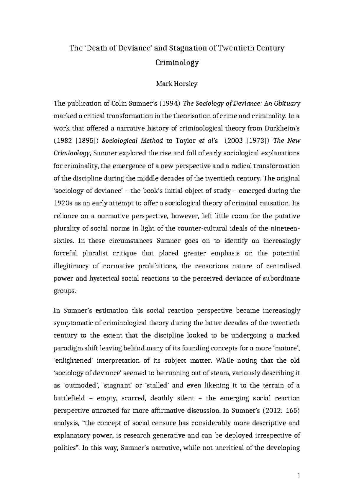 The Death of Deviance and the Stagnation of Twentieth Century ...