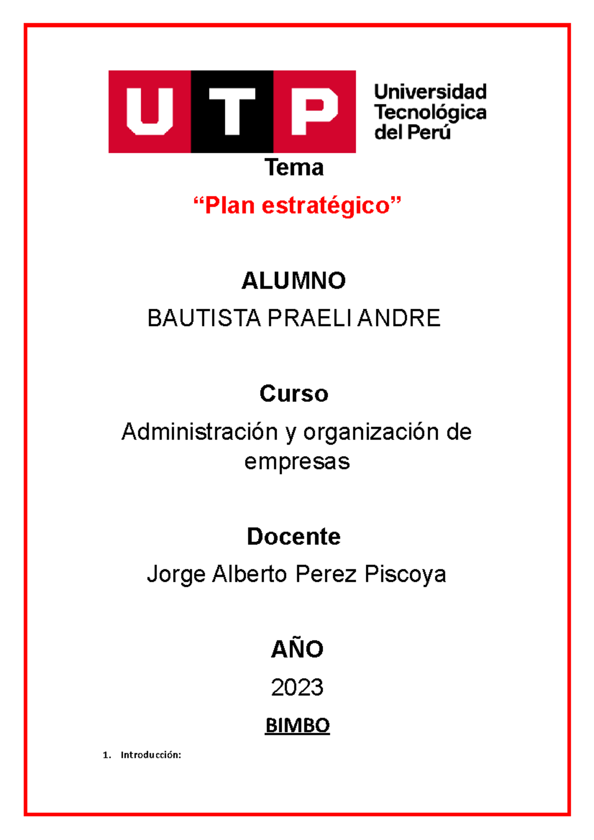 Tema PLAN Estrategico - ,mnvbjlkhbk - Tema “Plan estratégico” ALUMNO ...