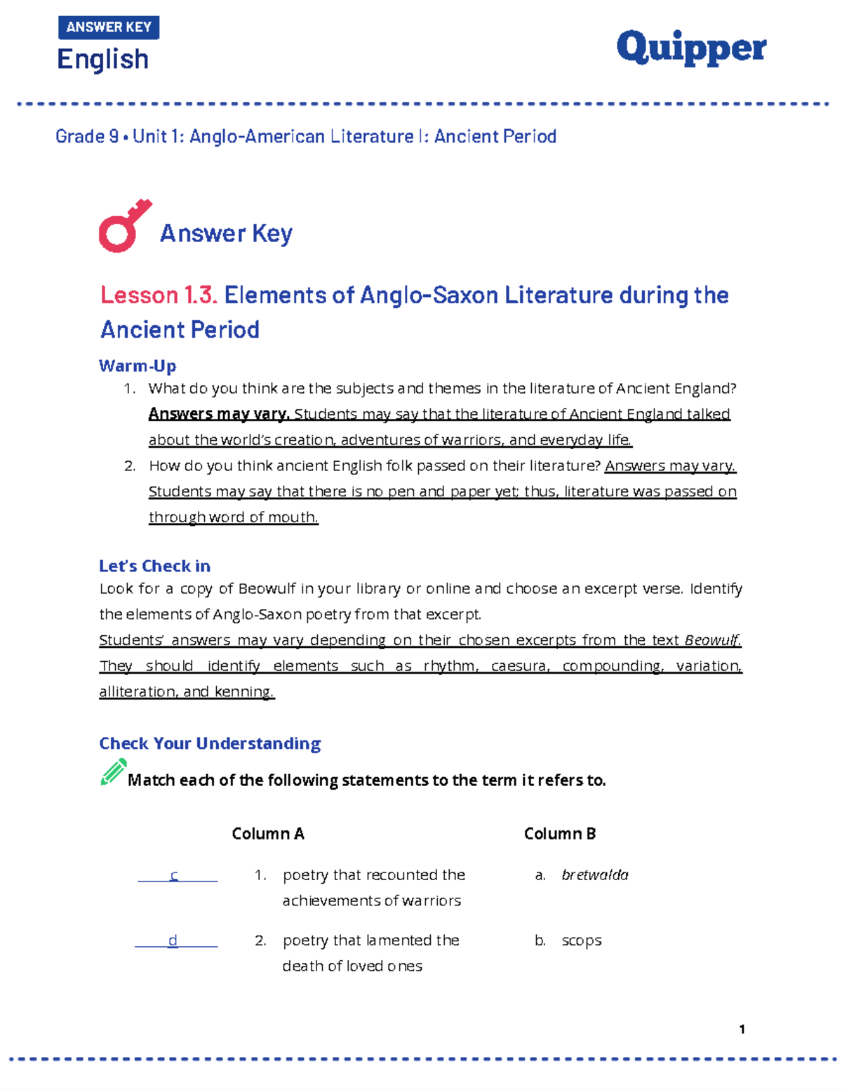 AK - Elements of Anglo-Saxon Literature During the Ancient Period ...
