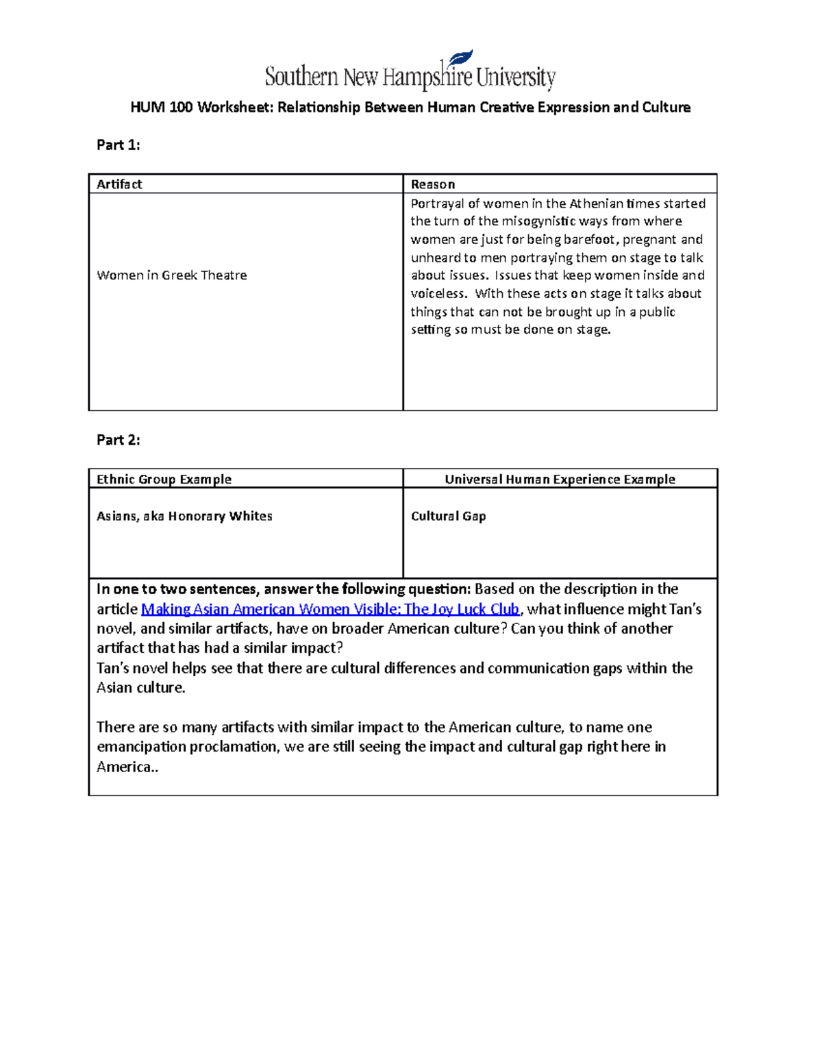 HUM-100-Mod 7-4-1 Part 2 - HUM 100 Worksheet: Relationship Between ...