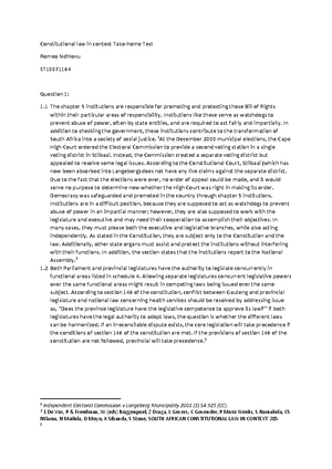 English Task 2 - ice task - English Task 2 Samuel Pembele ST Q. The presiding officer, in this ...