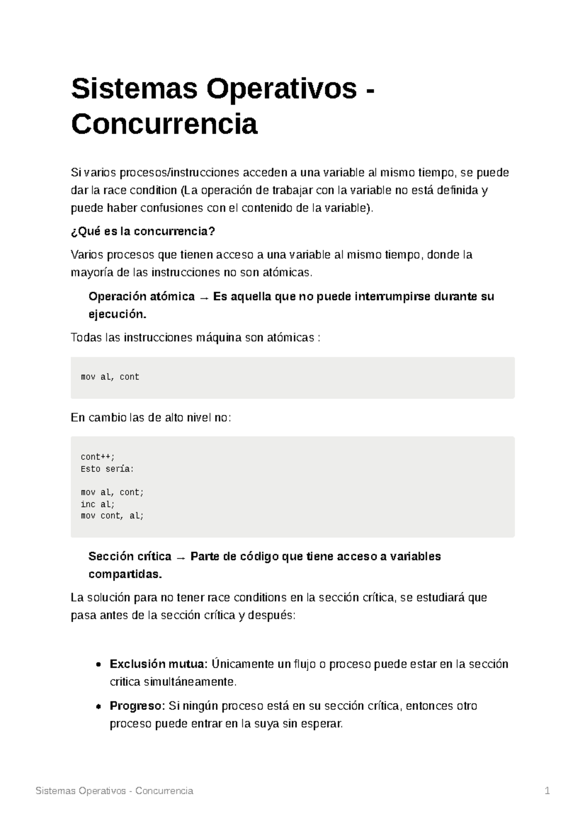 Sistemas Operativos - Concurrencia - ¿Qué es la concurrencia? Varios ...