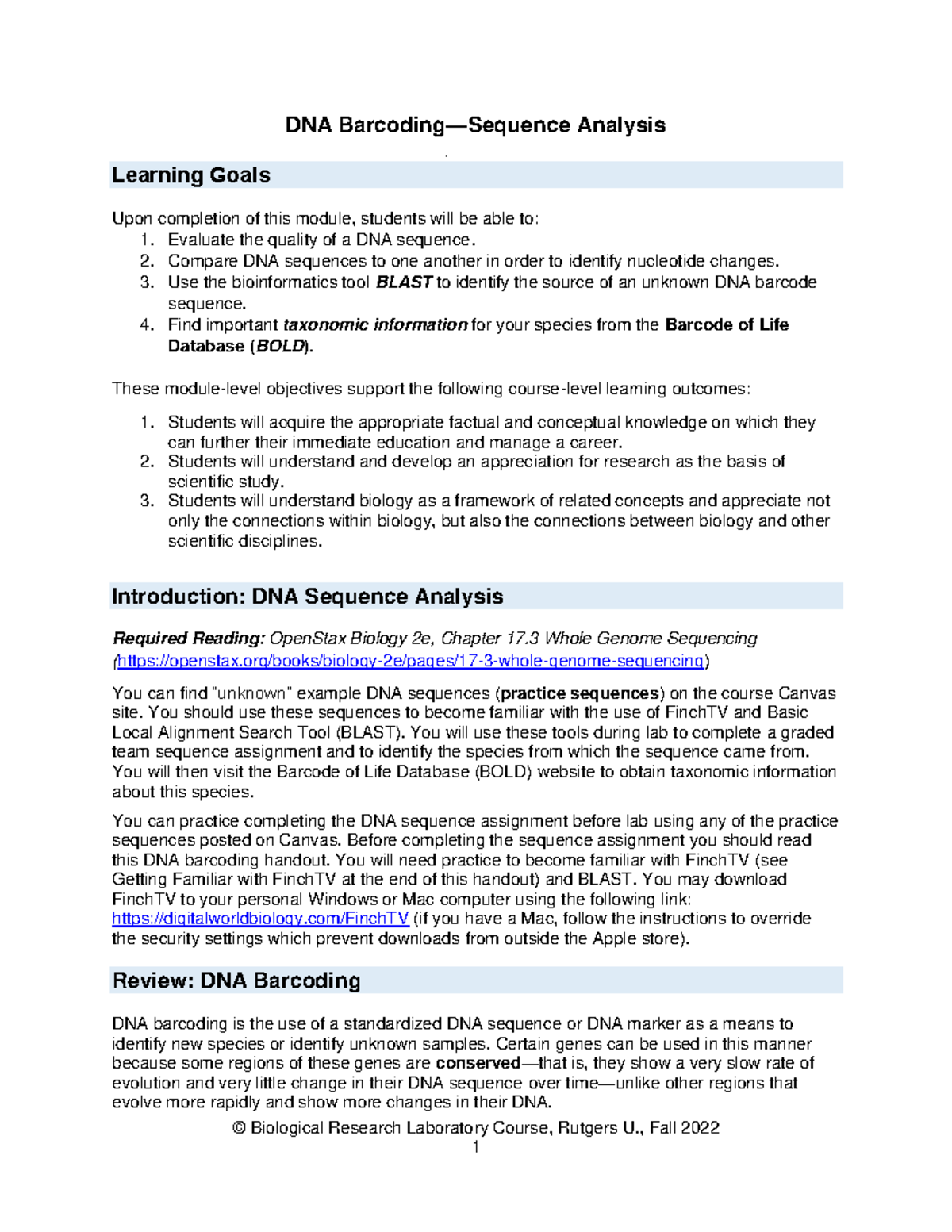 Fall+2022+-DNA+Barcoding+handout-sequence+analysis - © Biological ...