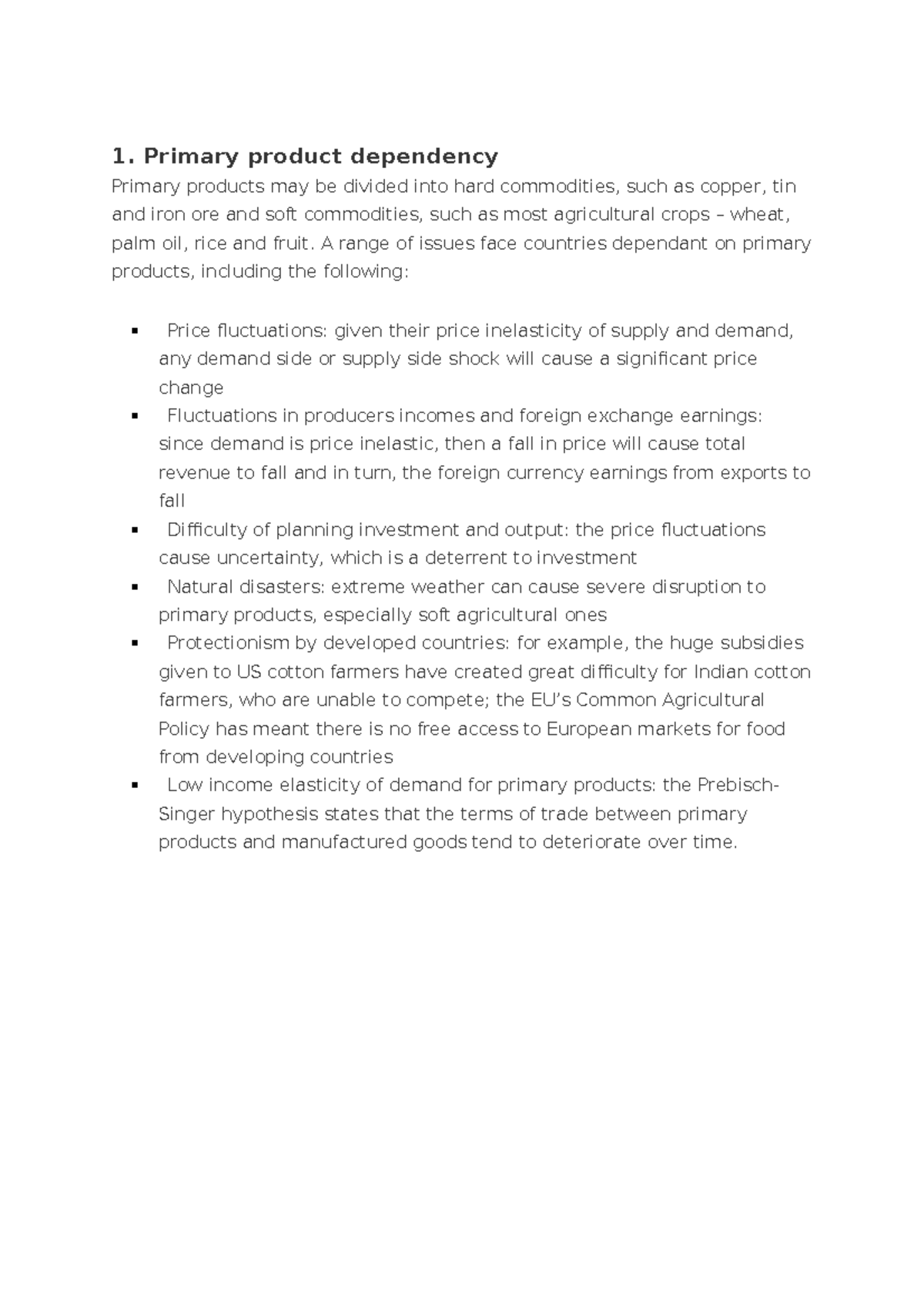 Growth and Development -Primary Product dependency - 1. Primary product ...