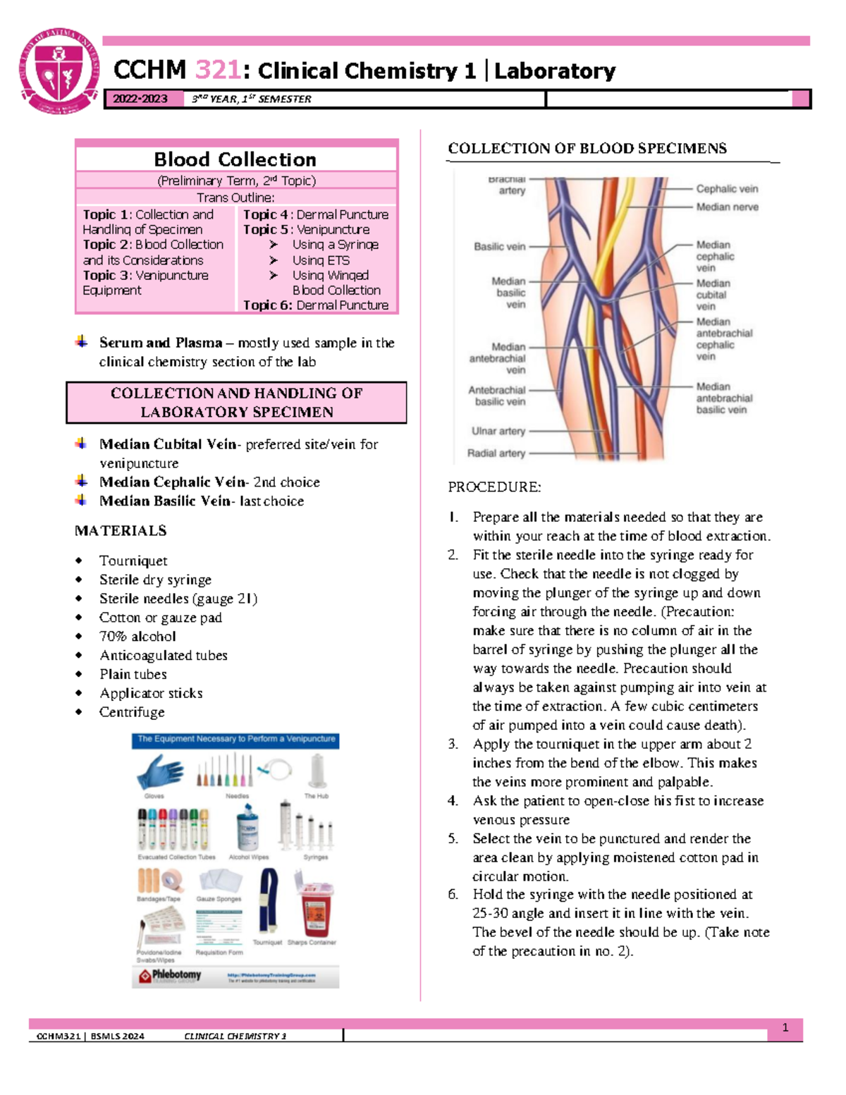WEEK 4- CCHM 321 LAB- Blood Collection - CCHM 321 : Clinical Chemistry ...