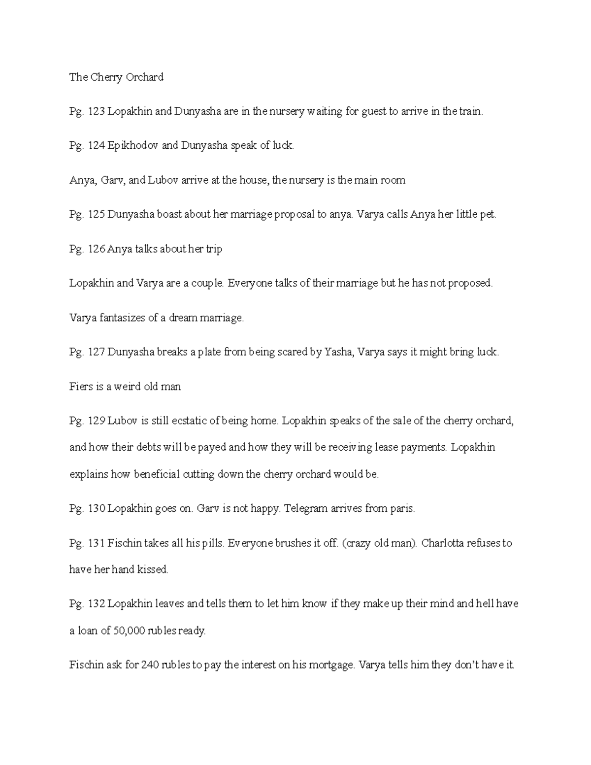 The Cherry Orchard Summary - The Cherry Orchard Pg. 123 Lopakhin and ...