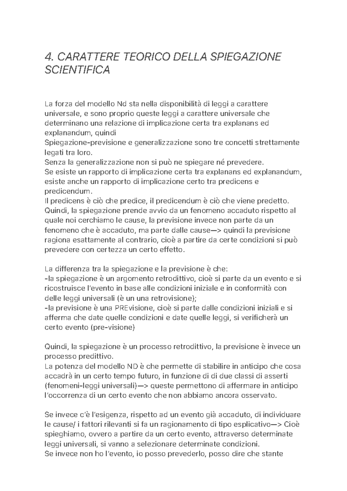 4. Carattere Teorico Della Spiegazione Scientifica - 4. CARATTERE ...