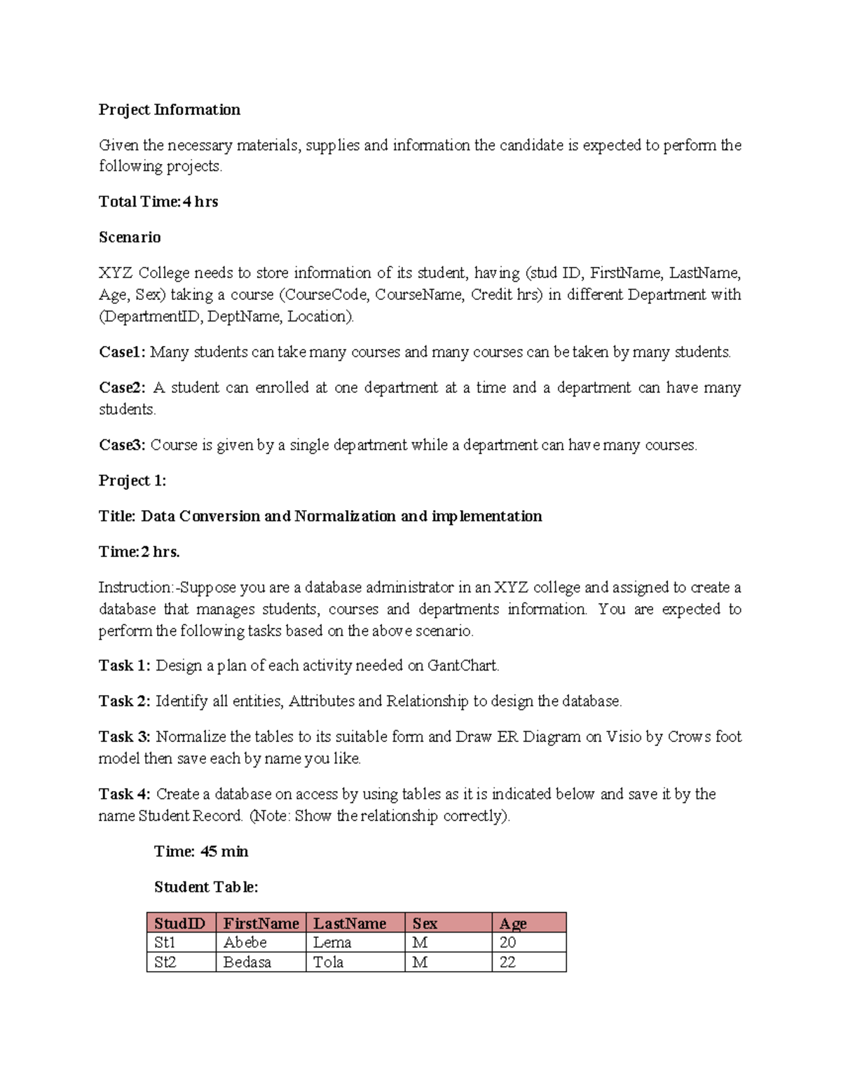 Database Administration Level Iv Practical Exam 2 Project Information Given The Necessary