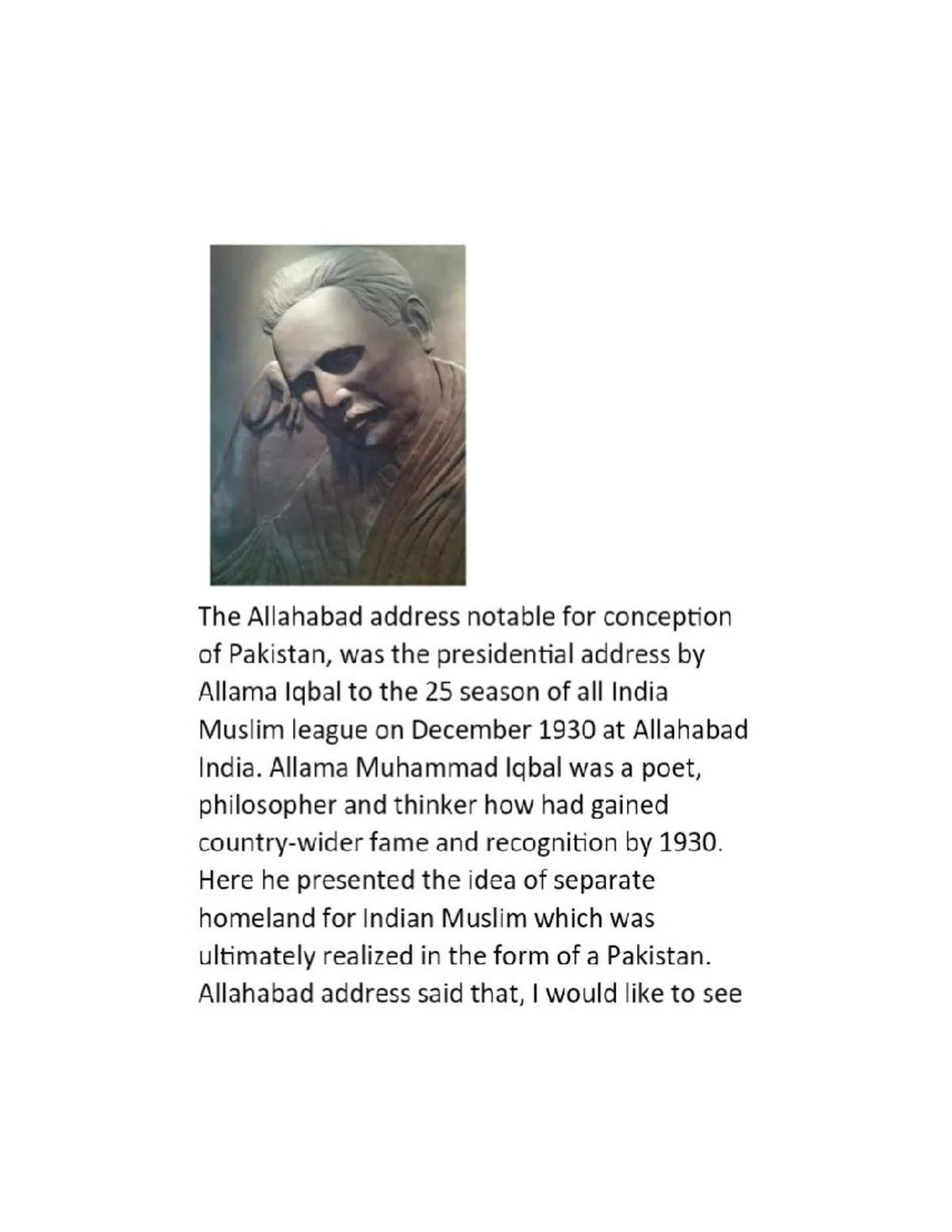 Allahabad Address 1930 - Pakistan study - Studocu