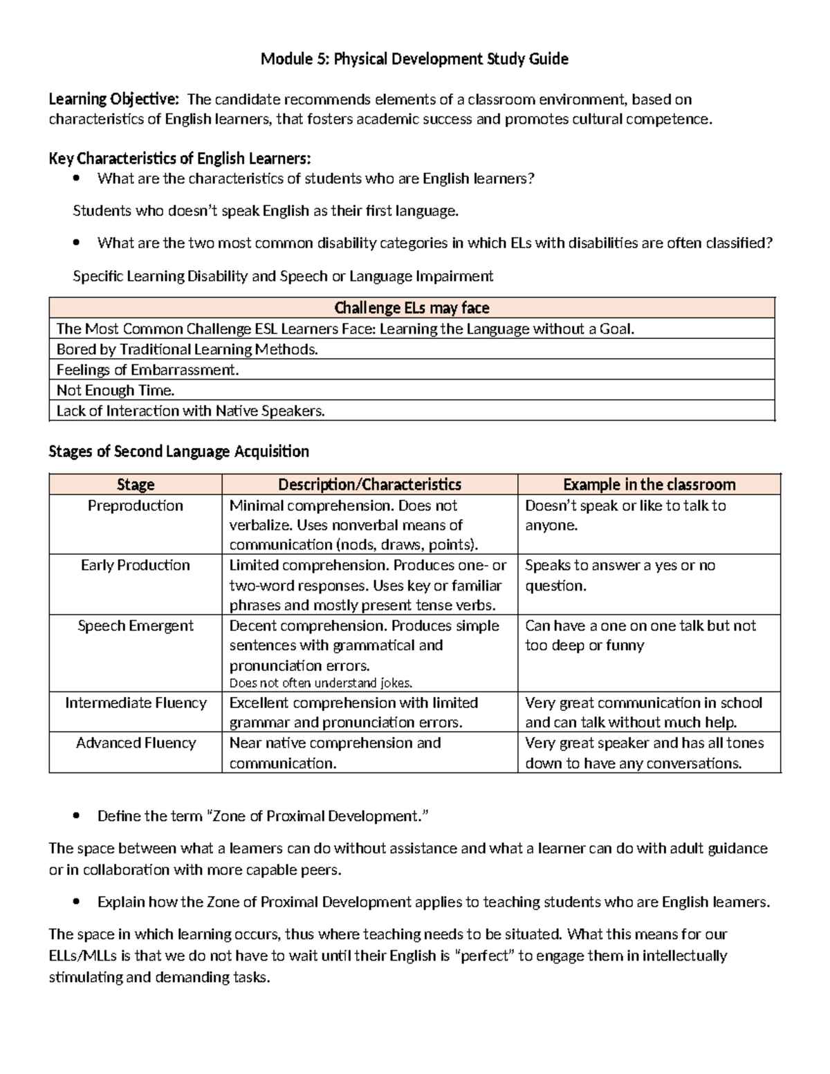 D096 d169 m5 study guide - Module 5: Physical Development Study Guide ...