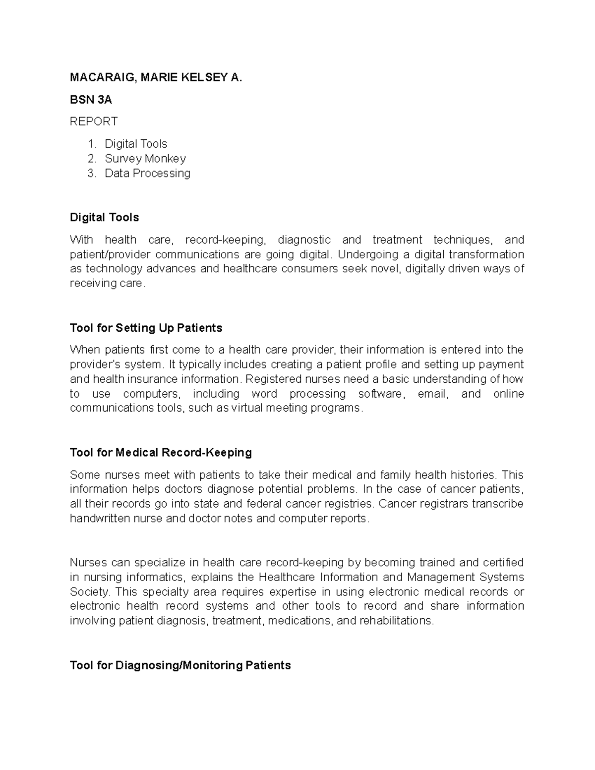 Report - Nurses and nursing students must be aware of potential ...