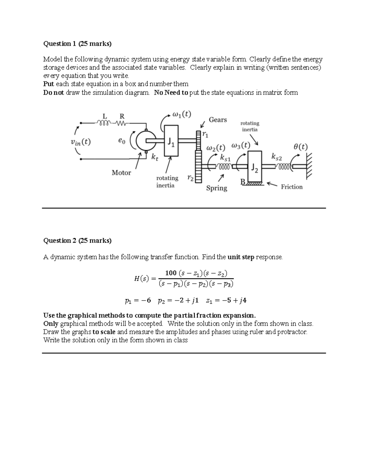 Sysc Assignment F Model The Following Dynamic System Using Energy State Variable Form Clearly