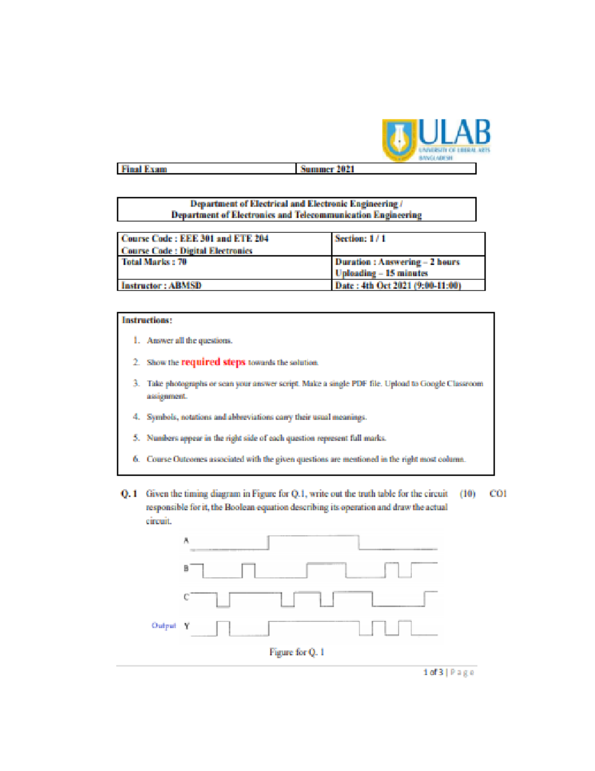 Final Summer 21 - ... - Digital Electronics - Studocu