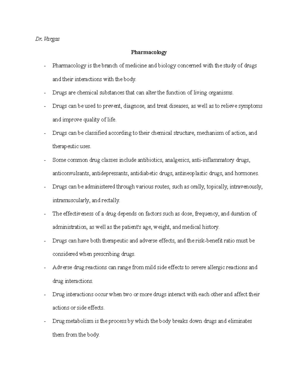 Pharmacology - Notes on drugs and interactions they have with the body ...