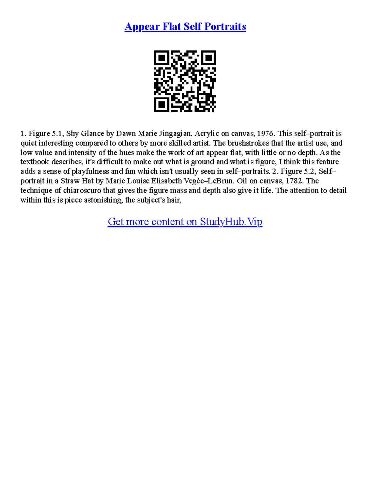 Self Portrait Essay Example - Appear Flat Self Portraits Figure 5, Shy ...