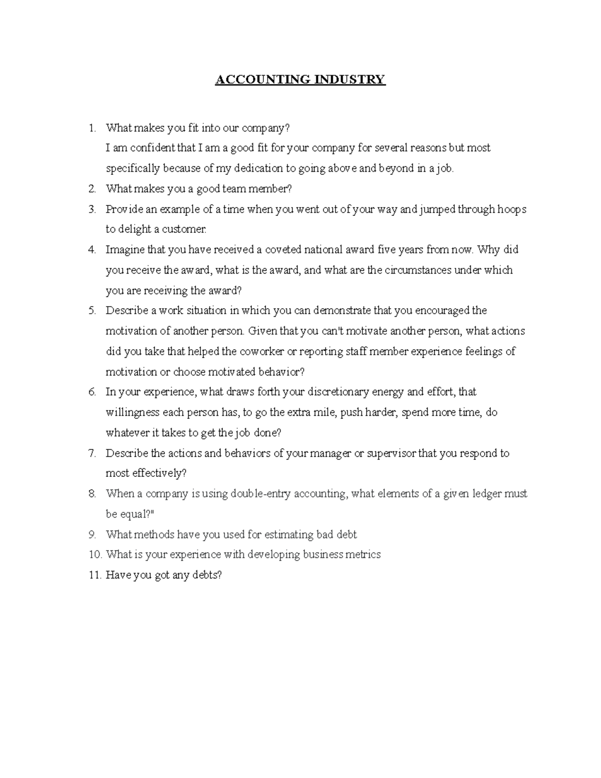 Accounting Industry-interview - ACCOUNTING INDUSTRY What makes you fit ...