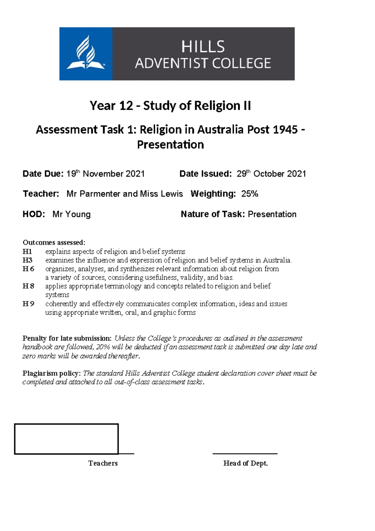12SOR2 - Task 1 Presentation - Year 12 - Study of Religion II ...
