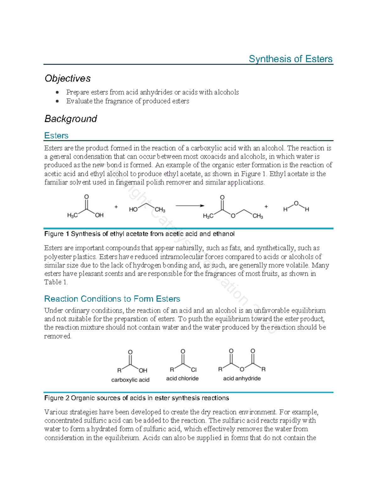PDF - Synthesis of Esters - Synthesis of Esters Objectives • Prepare ...