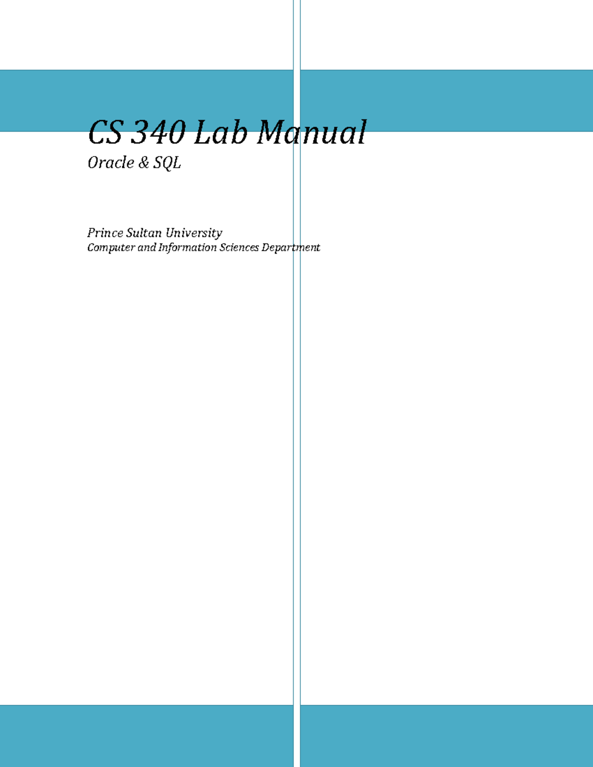 CS 340 Lab Manual - CS 340 Lab Manual Oracle & SQL Prince Sultan ...