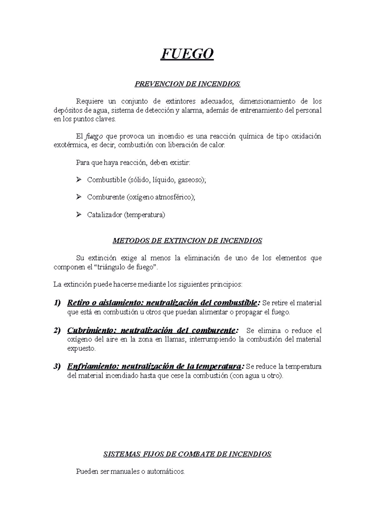 Fuego.metodos de extincion - FUEGO PREVENCION DE INCENDIOS Requiere un ...