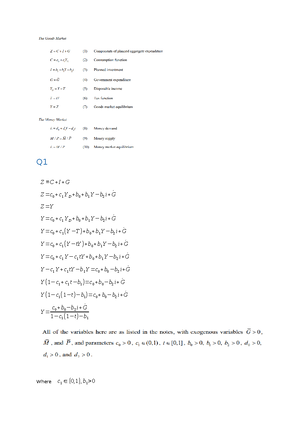 Tutorial Exercise One - ECON2010 MICROECONOMIC THEORY TUTORIAL EXERCISE 1 ONLY QUESTIONS 1 (a ...