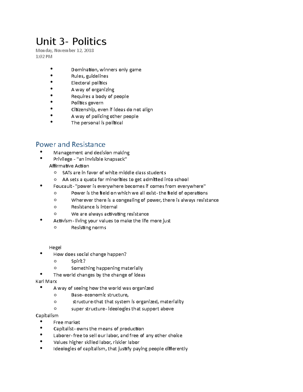 Unit 3- Politics notes - Dr. Drabinski - Unit 3- Politics Monday ...