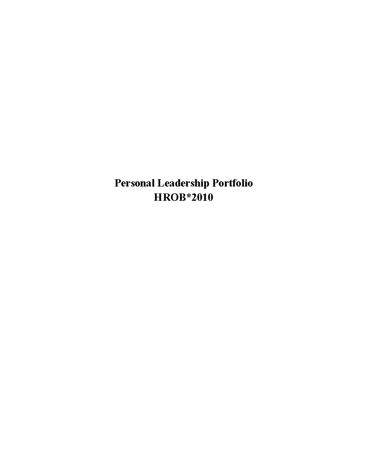 PLP 1-12 sample - PLP - Personal Leadership Portfolio HROB*2010 Table ...