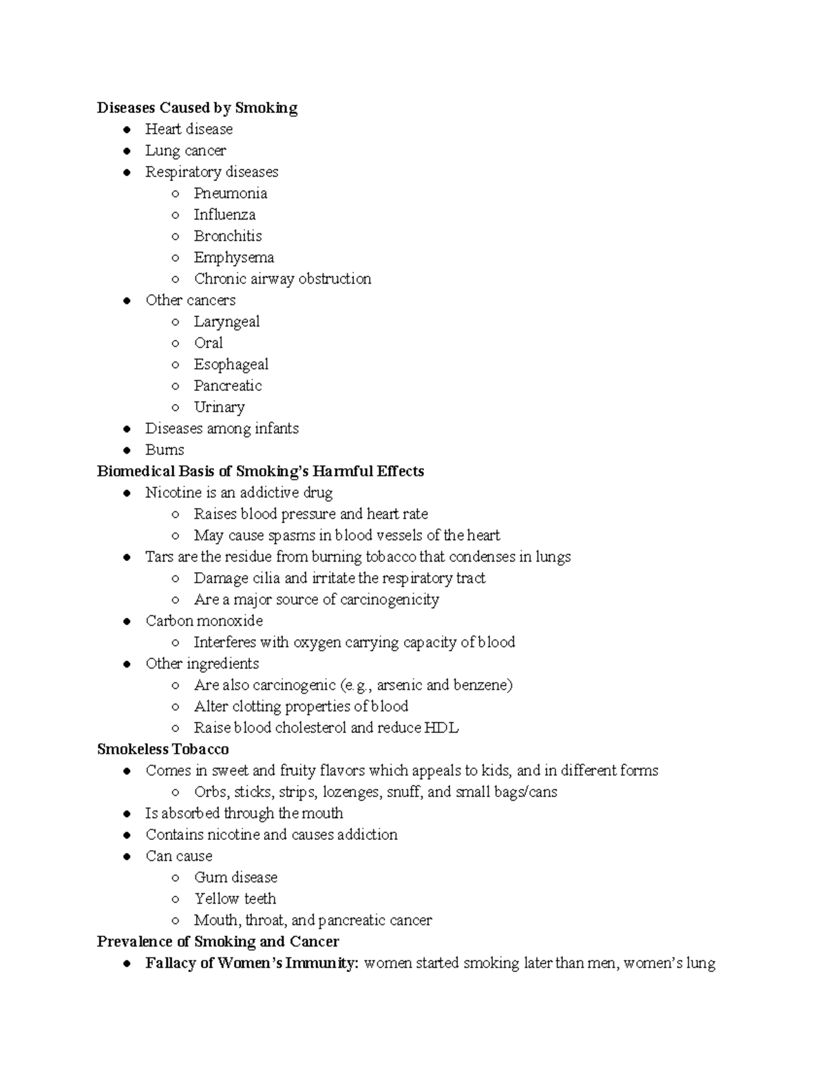 Ch. 15 - Tobacco - Notes from PP slides - Diseases Caused by Smoking ...