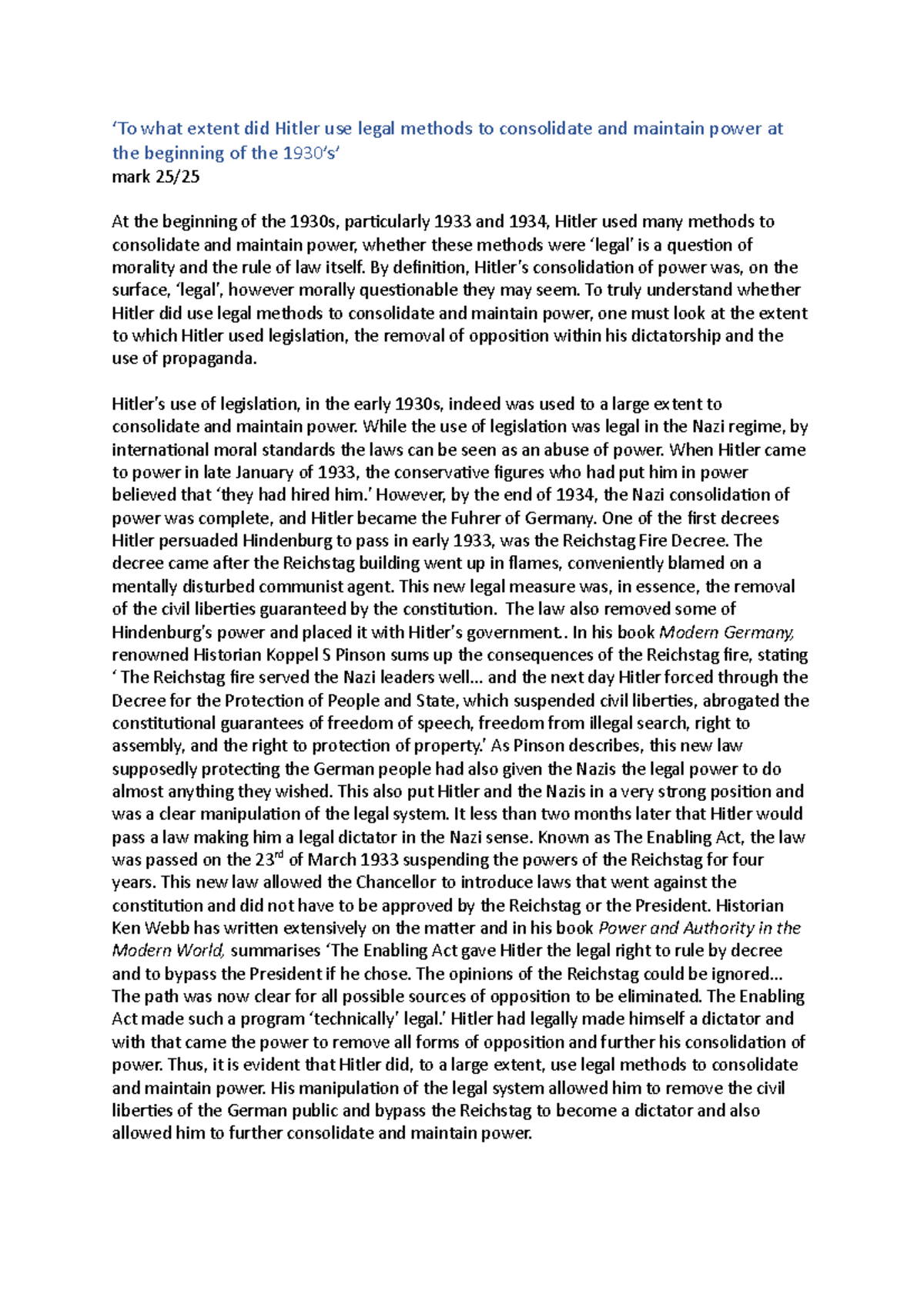 ‘To what extent did Hitler use legal methods to consolidate and ...