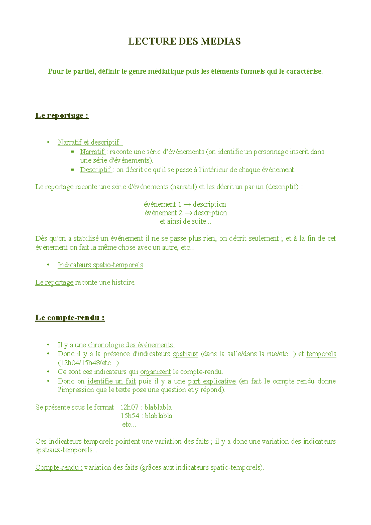 Lecture des médias - LECTURE DES MEDIAS Pour le partiel, définir le ...