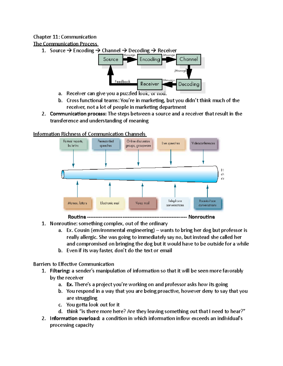 Chapter 11 notes - Chapter 11: Communication The Communication Process ...