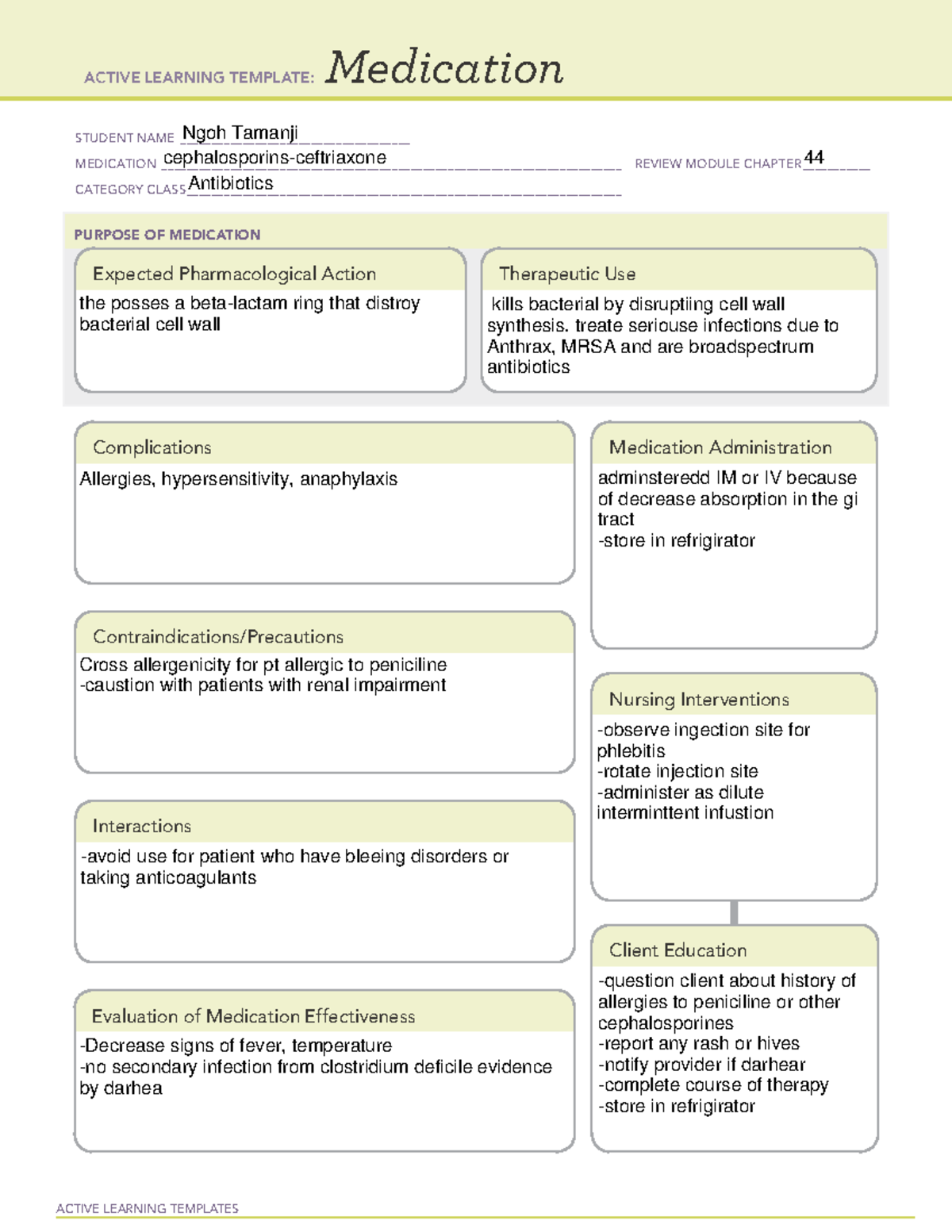 ALT cephalosporine - maternal and newborn - ACTIVE LEARNING TEMPLATES ...