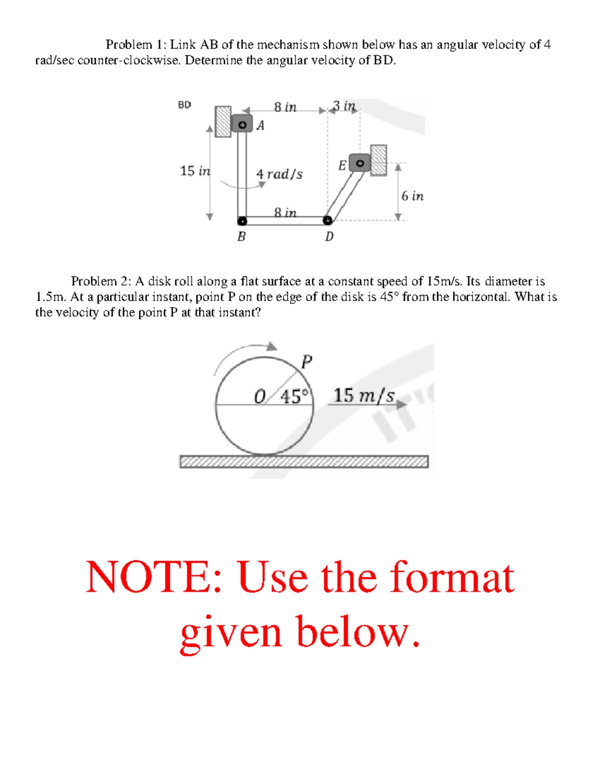 Plate-NO3 Machine Elements 1 (ME 301) - Problem 1: Link AB of the mechanism shown below has an ...