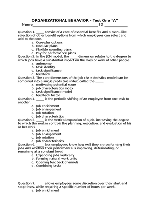 Organization Theory, Design and Change - Chapter 2 Test Bank ...