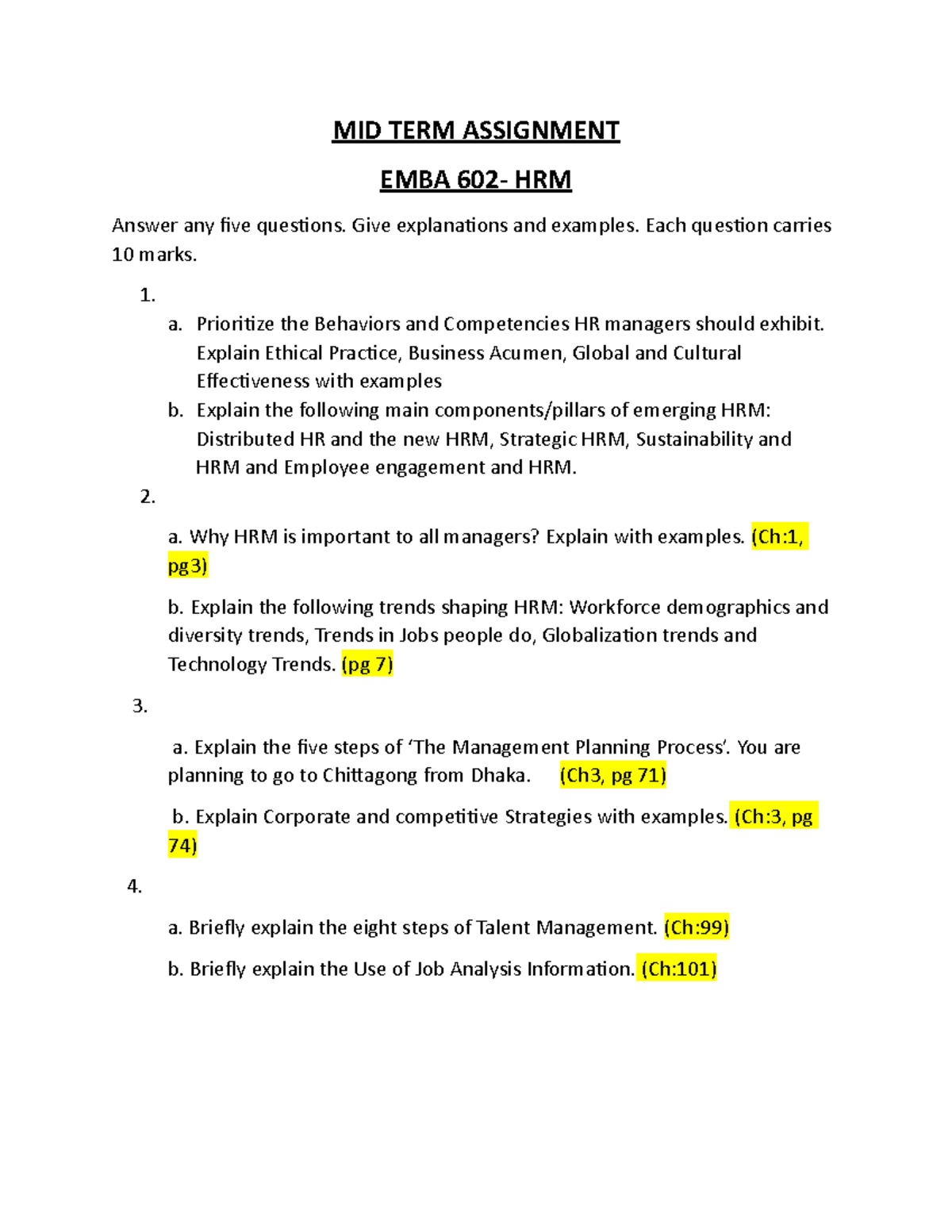 Mid term assignment HRM Nov 21 - MID TERM ASSIGNMENT EMBA HRM Answer ...