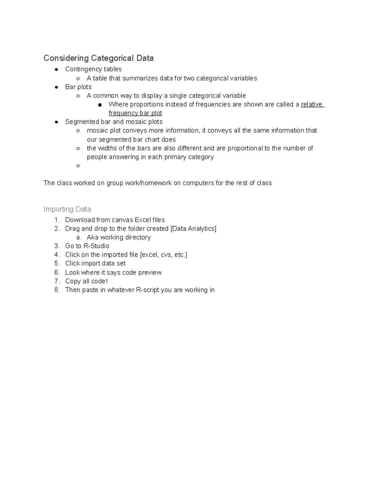 1 31 Considering Categorical Data - Considering Categorical Data Contingency tables A table that ...