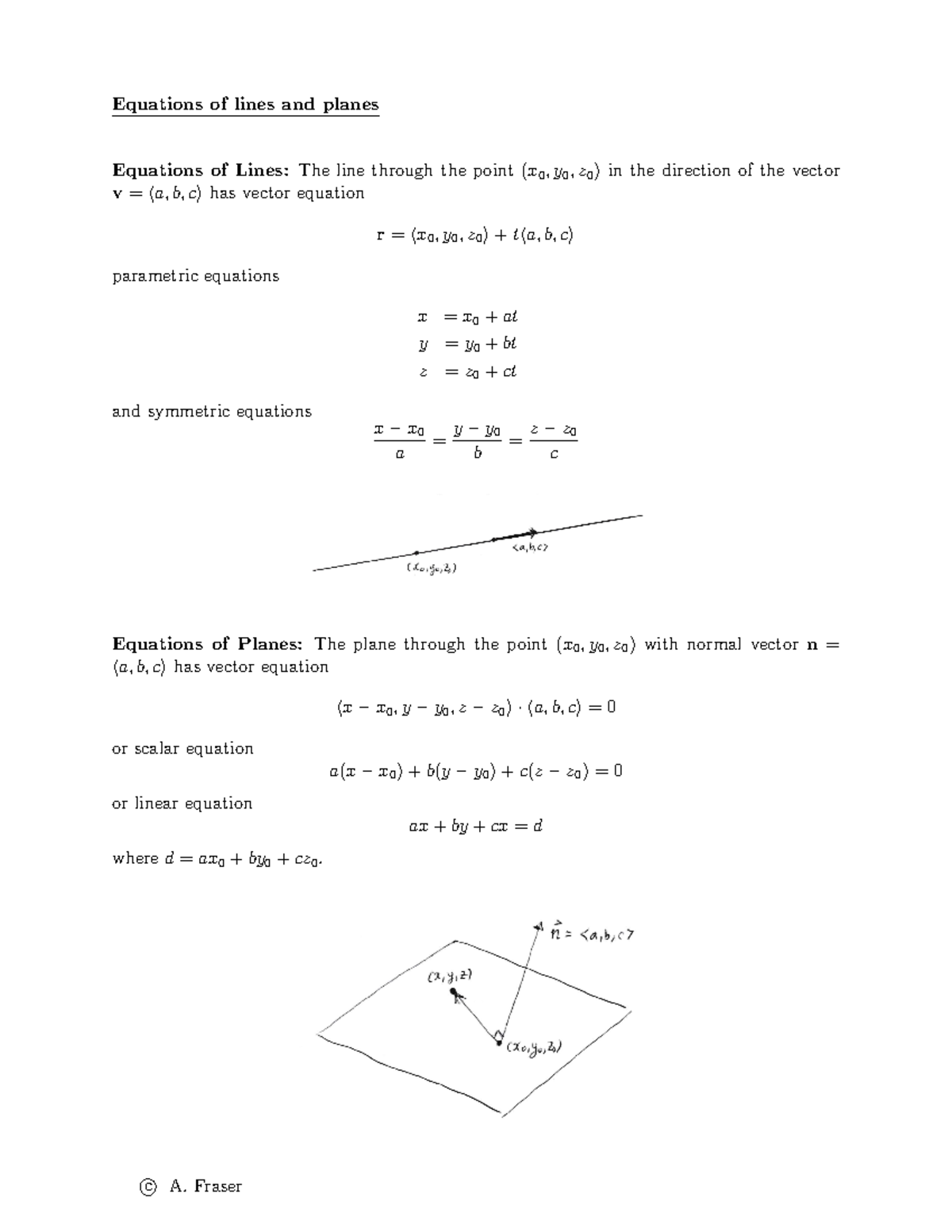 Lines planes - Section specific notes with practice questions created ...