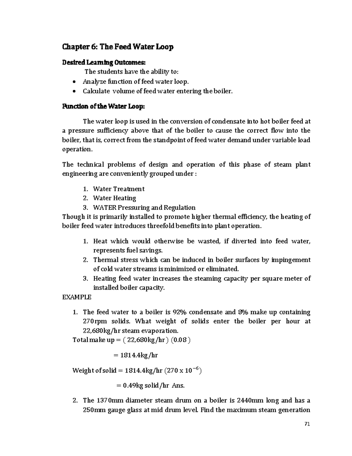 Chapter 6. Feed water Heaters - Chapter 6 : The Feed Water Loop Desired ...