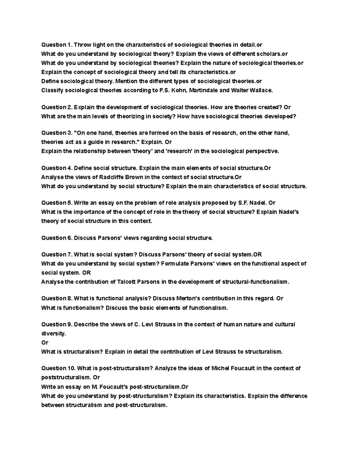 Ma sociology questions - Question 1. Throw light on the characteristics ...