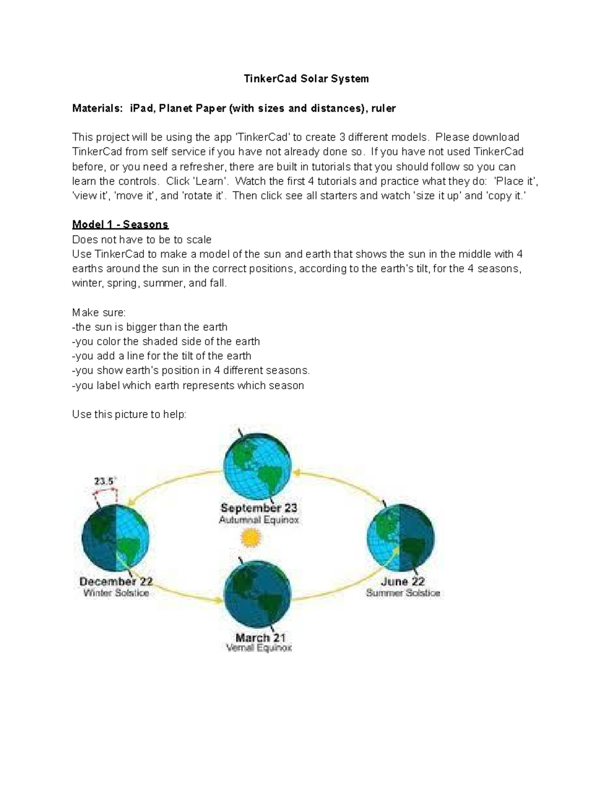 Tinker Cad+Solar+System - TinkerCad Solar System Materials: iPad ...