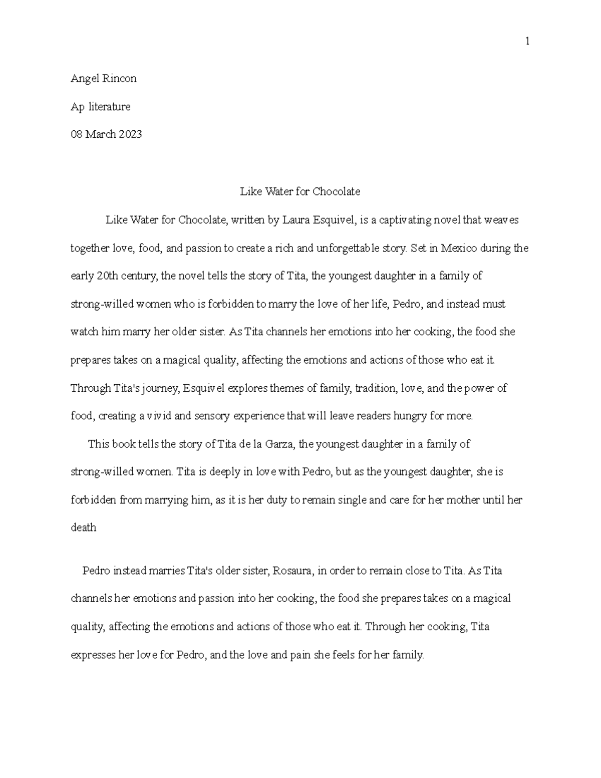 Semester 2 book proyect - Angel Rincon Ap literature 08 March 2023 Like ...