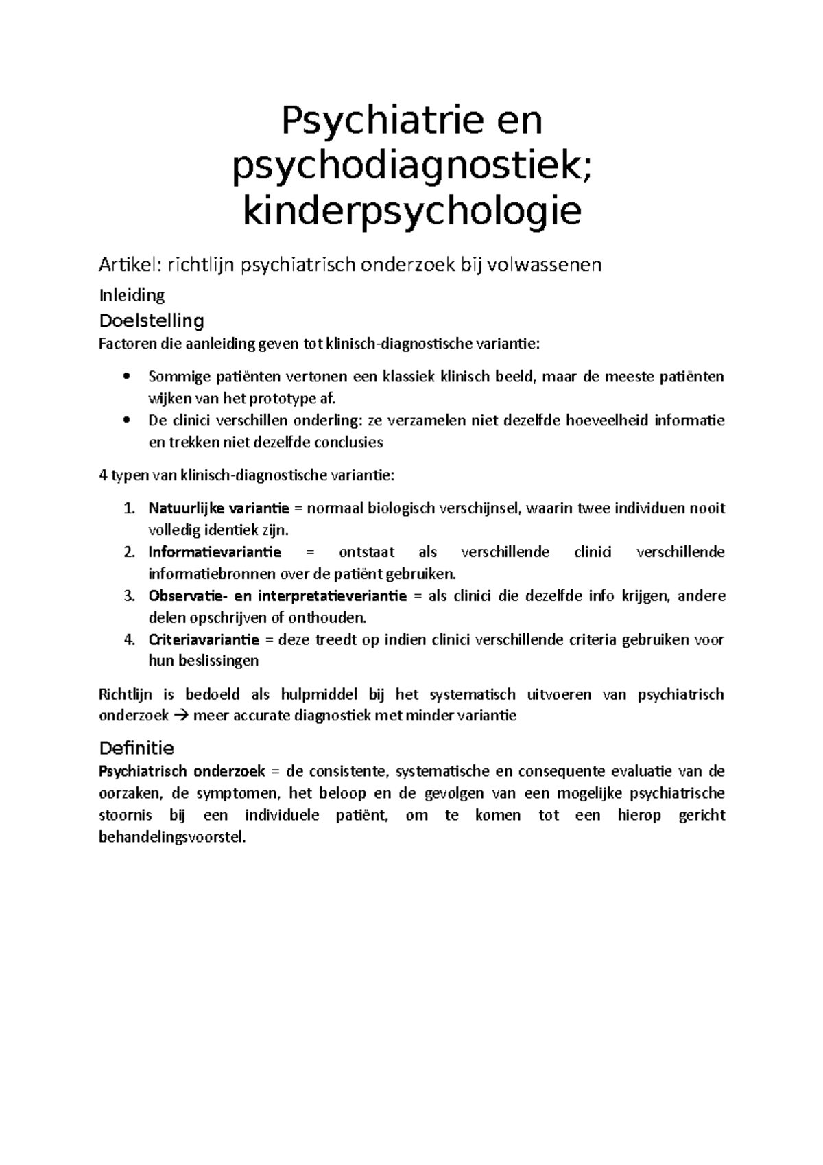 Kinderpsychiatrie - Samenvatting Psychologie - Psychiatrie en kinderpsychologie Artikel ...