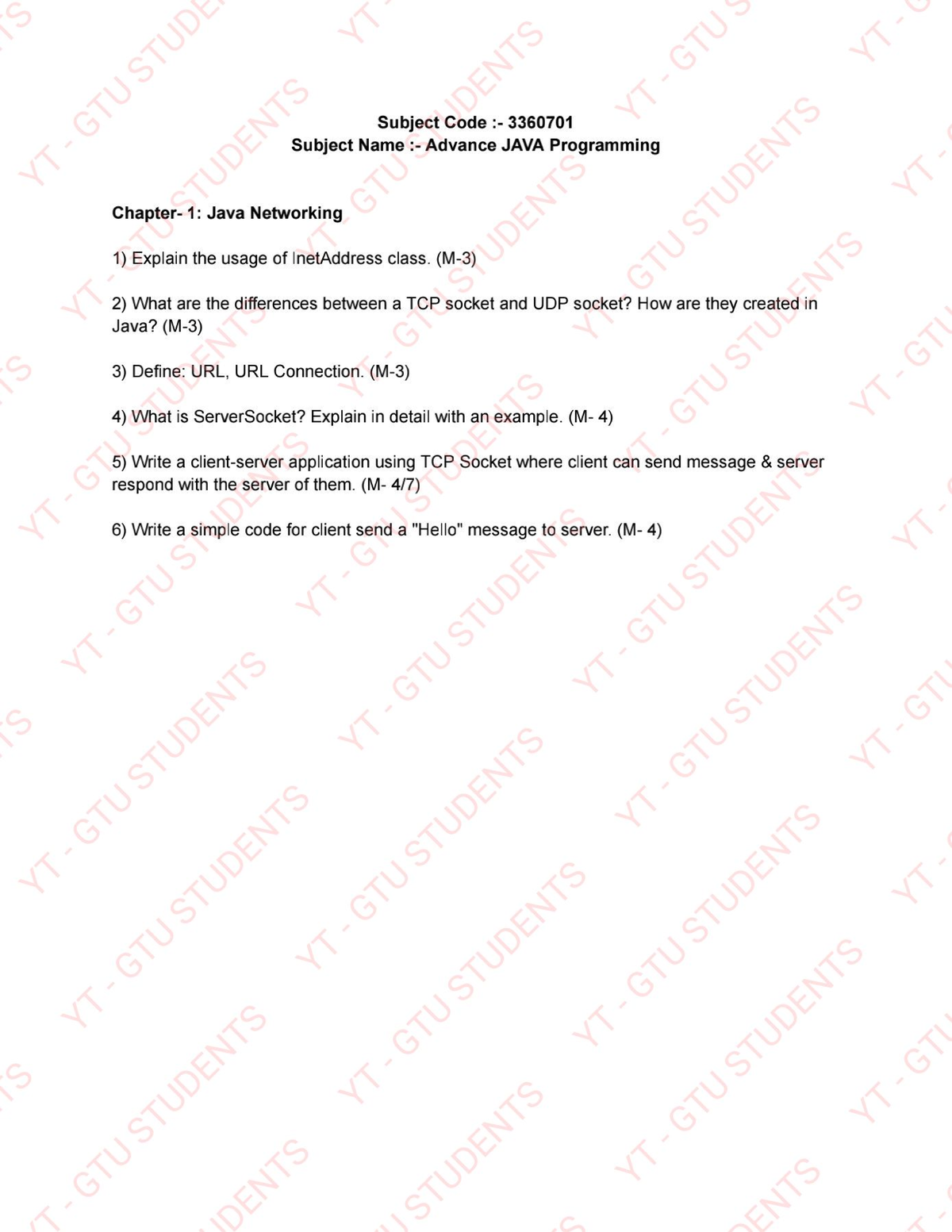 Questionbank - important questions pyqs - Advance Java Programming - Studocu