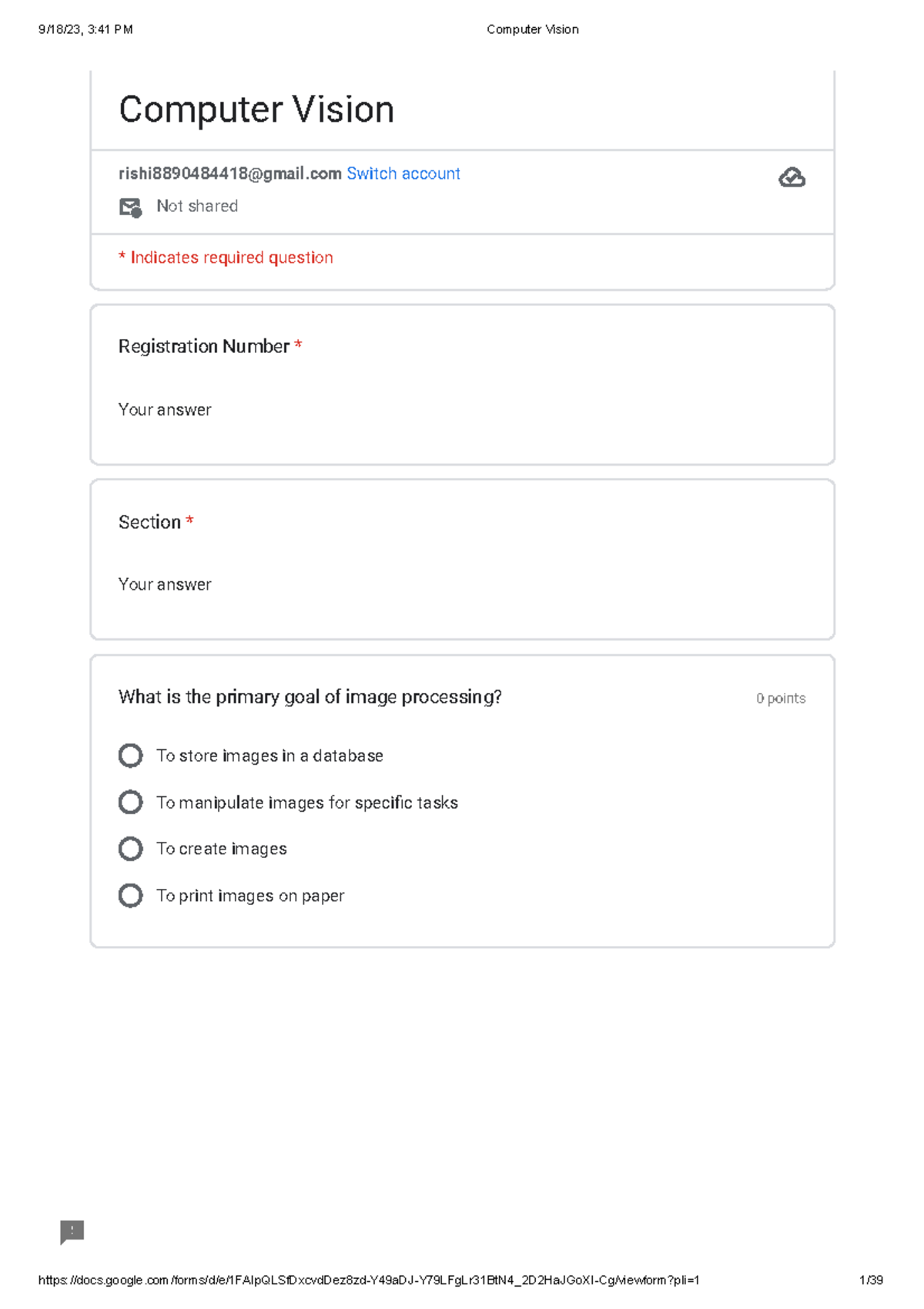 Computer Vision MCQ's - mcqs - 0 points To store images in a database ...