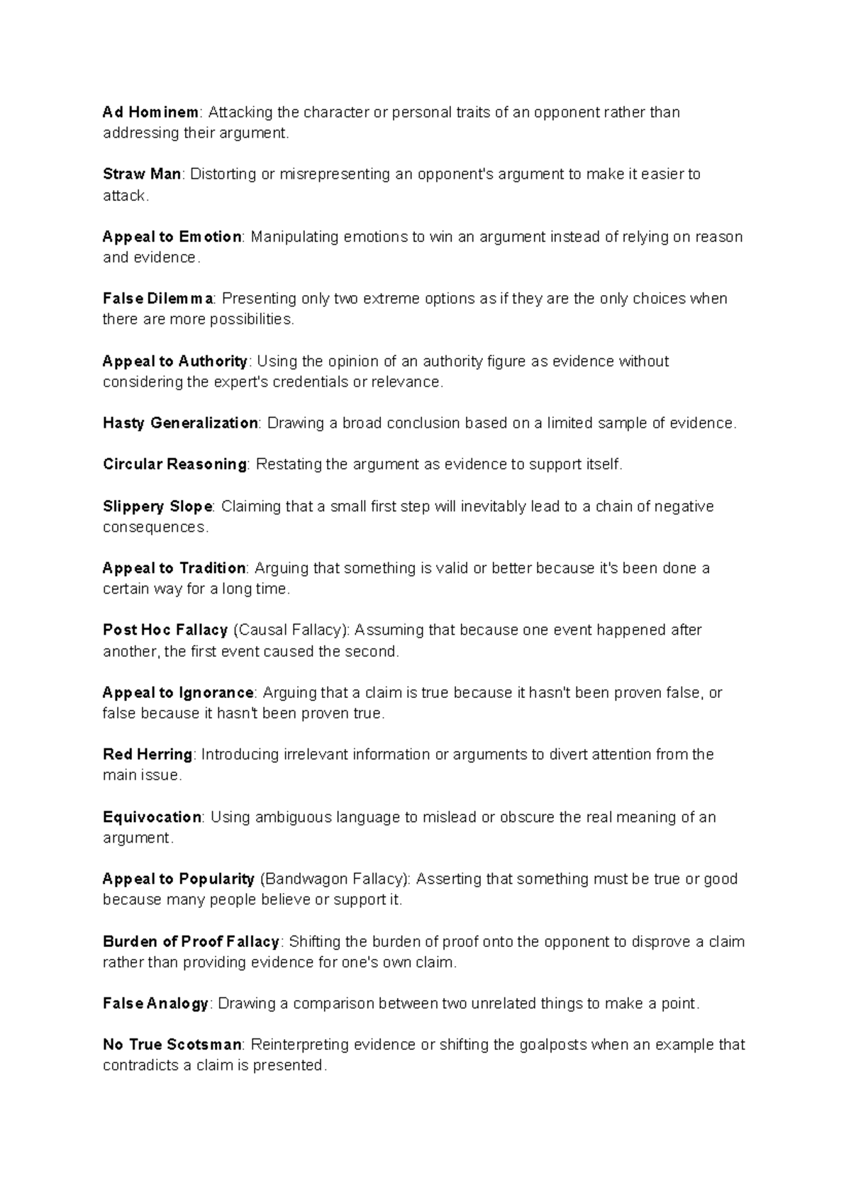 Fallacies - Ad Hominem: Attacking the character or personal traits of ...
