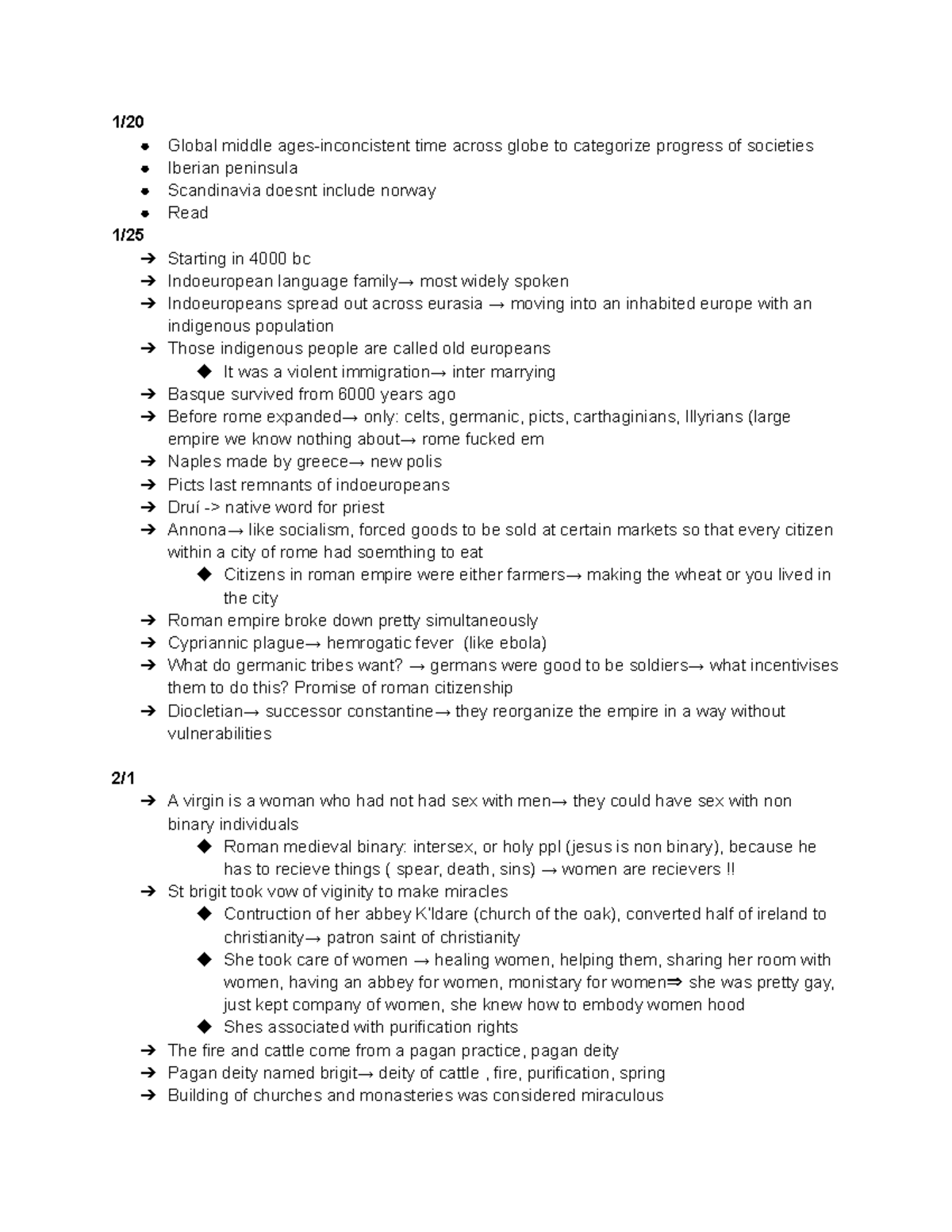 Hist3324 - lecture notes - 1/ Global middle ages-inconcistent time ...