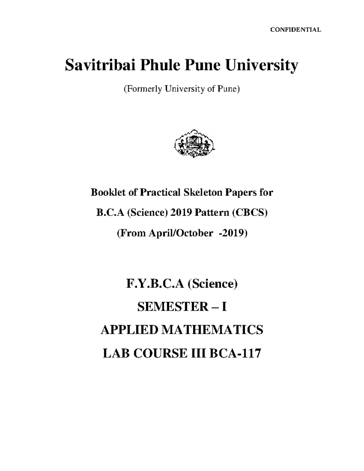 Fybca-BCA stat-Slip Booklet - CONFIDENTIAL Savitribai Phule Pune ...