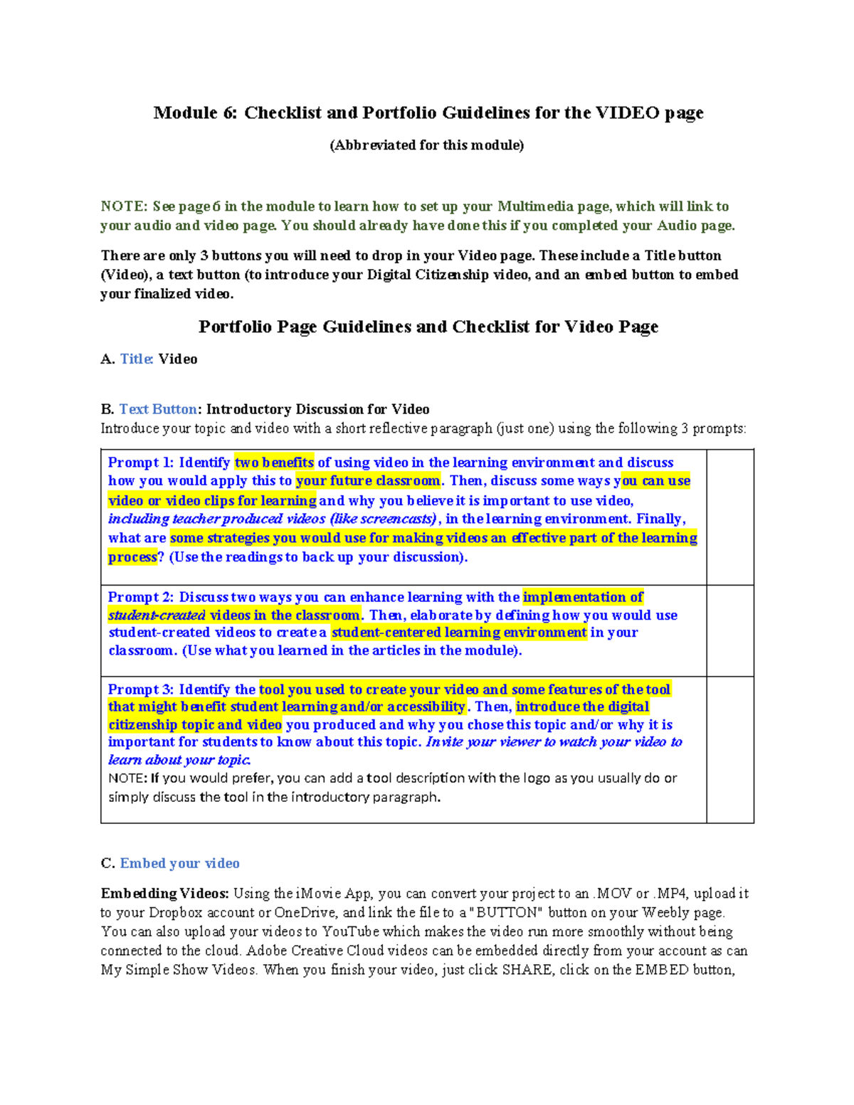 Checklist and portfolio guidelines video 2023 - Module 6: Checklist and ...
