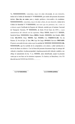 Modelo de Poder para Representacion por Abogado - Yo, XXXXXXXXXX, de ...