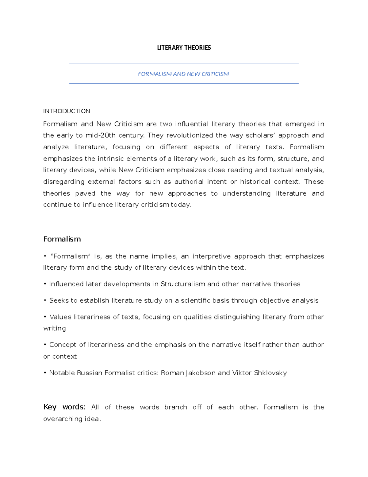 ARJI POGI - asdadas - LITERARY THEORIES FORMALISM AND NEW CRITICISM ...